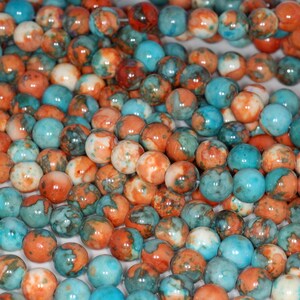 6mm Ocean Jade Gemstone Orange Blue Round 6mm Loose Beads 15.5 Inch ...
