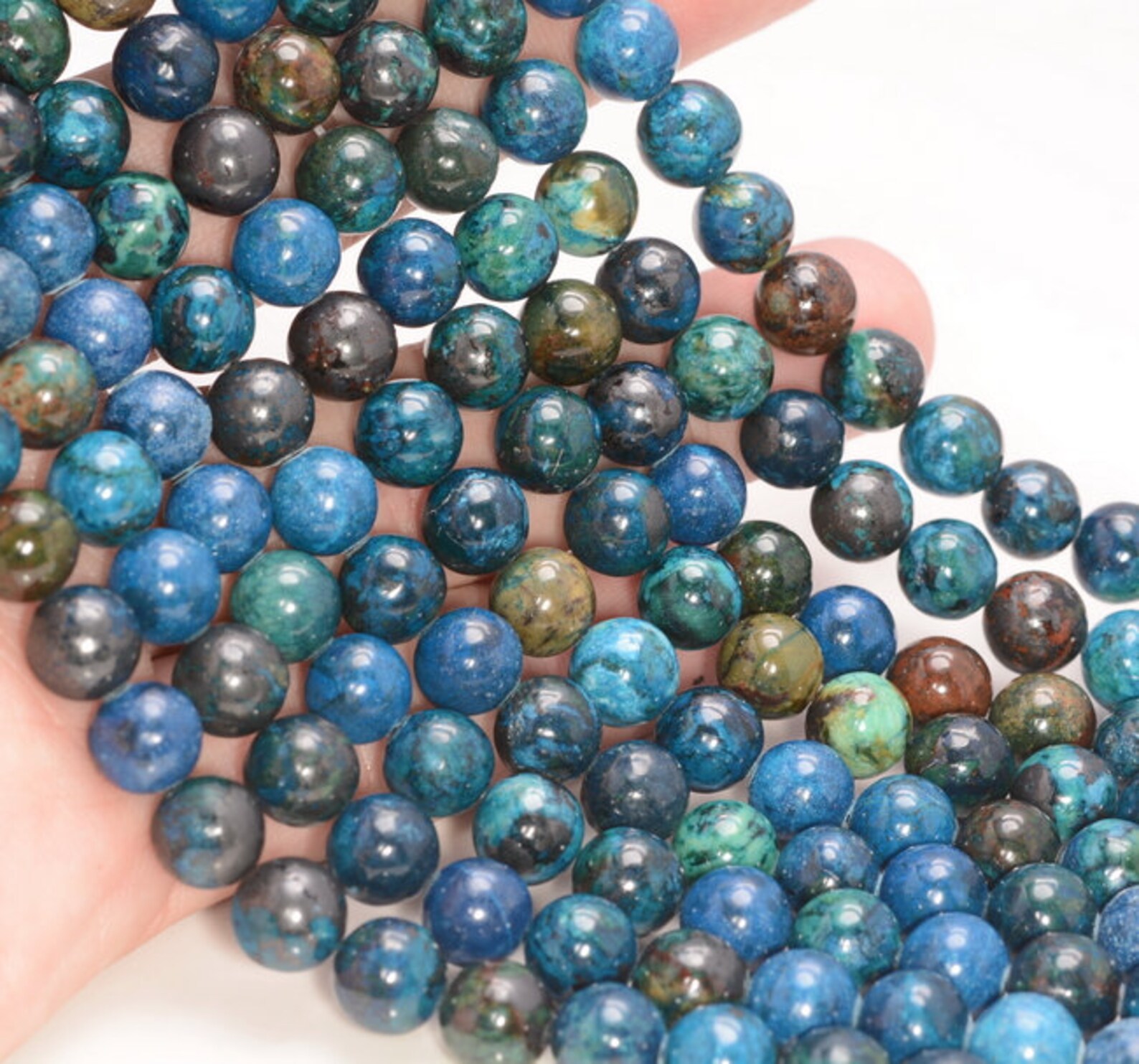 8mm Multicolor Chrysocolla Quantum Quattro Gemstone Grade AAA - Etsy