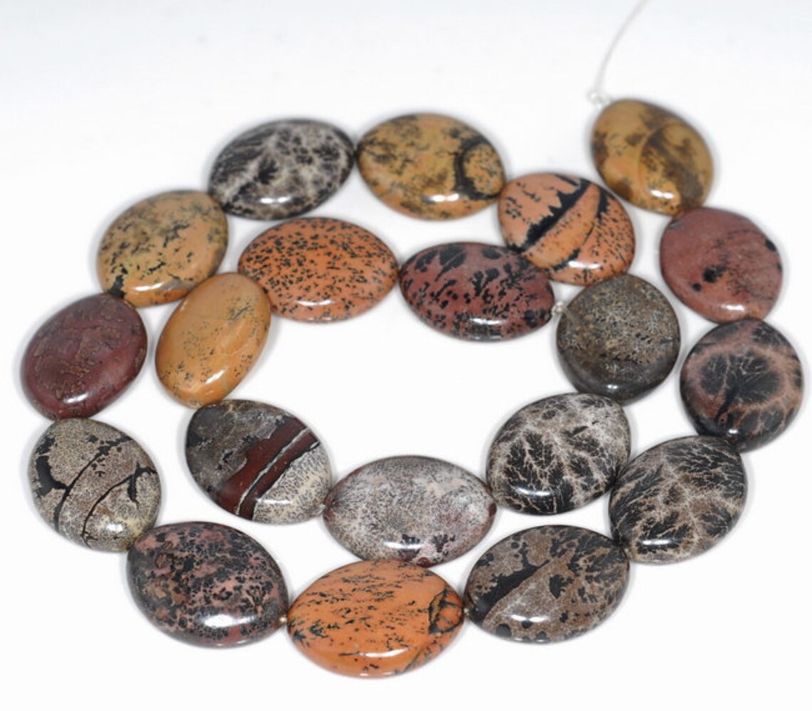 20X15MM Chinese Painting Jasper Gemstone Oval Loose Beads 15.5 - Etsy