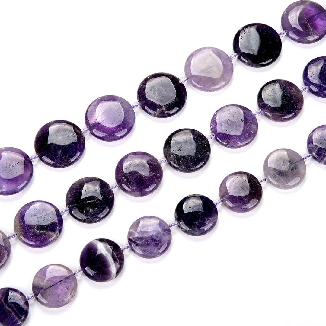 Natural Amethyst Gemstone Round Button 22MM 25MM 28MM 30MM Loose Beads ...