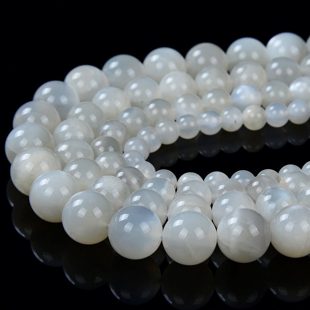 Natural Flash Milky White Moonstone Gemstone Grade AA Round 5MM 6MM 8MM ...