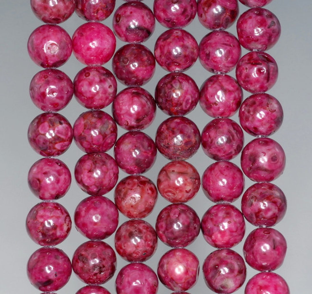 8MM Pink Fossil Crinoid Gemstone IRREGULAR ROUND Loose Beads 15.5 Inch ...