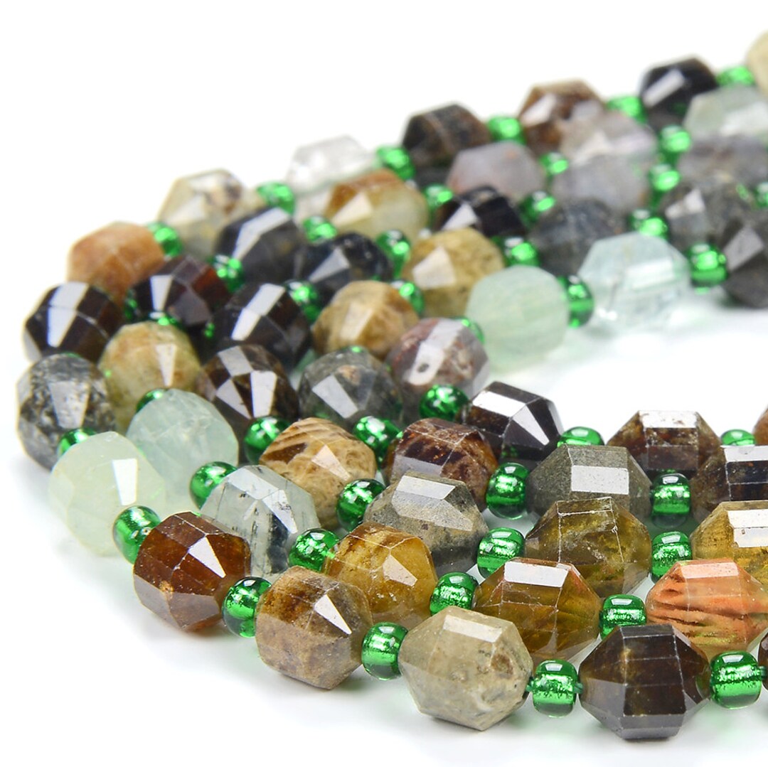 6MM Natural Green Garnet Gemstone Grade A Faceted Prism Double Point ...