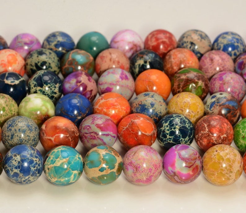 Multi Color Sea Sediment Imperial Jasper Gemstone 4mm 6mm 8mm - Etsy