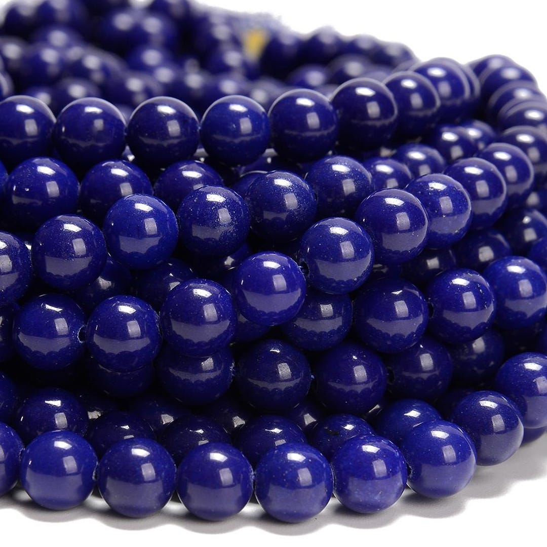 Lapis Blue Color Jade Gemstone Round 8MM Loose Beads 14.5 Inch Full ...