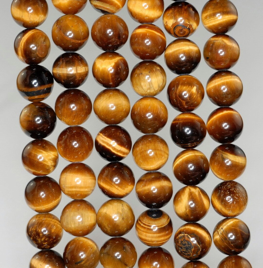 8mm Yellow Tiger Eye Gemstone Grade AA Round Loose Beads 15.5 Inch Full ...