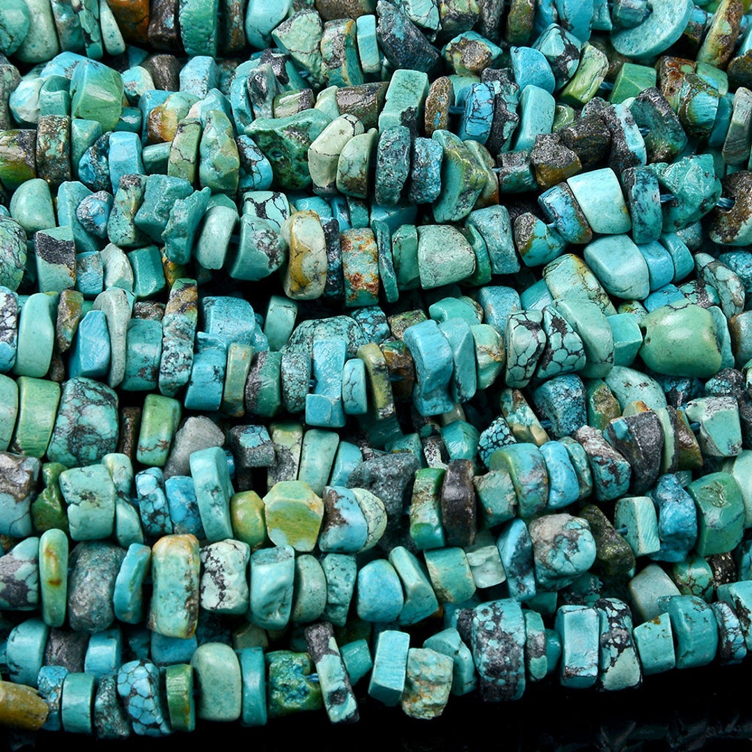 100% Genuine Natural Turquoise Blue Green Gemstone Pebble Nugget Slice ...