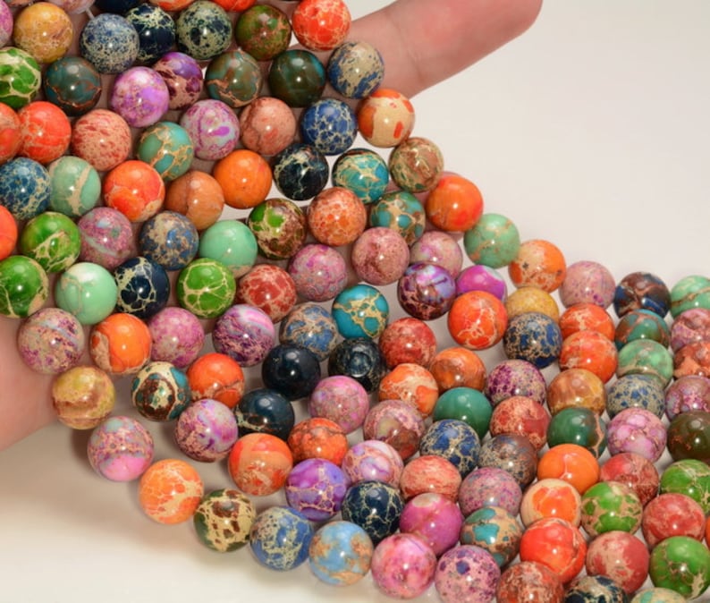 Multi Color Sea Sediment Imperial Jasper Gemstone 4mm 6mm 8mm - Etsy