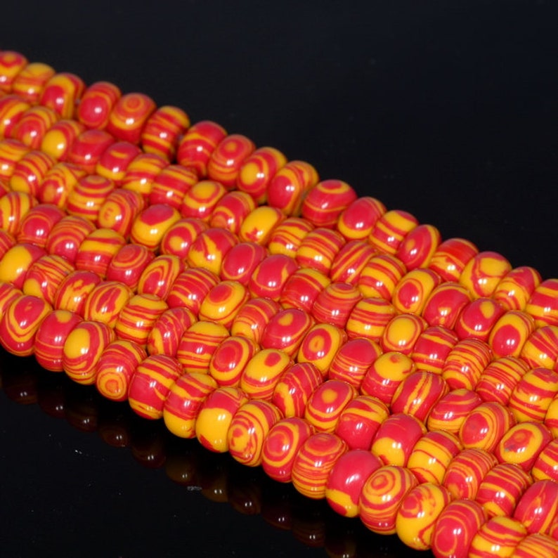 8x5mm Red Yellow Matrix Turquoise Gemstone Rondelle Loose - Etsy