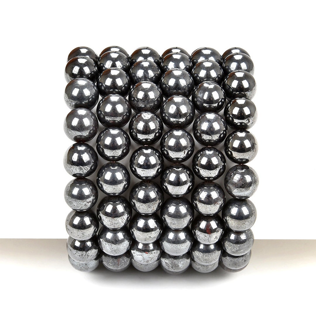Natural Black Iron Sugilite Gemstone Round Bracelet 8MM 10MM 7.5 Inch ...