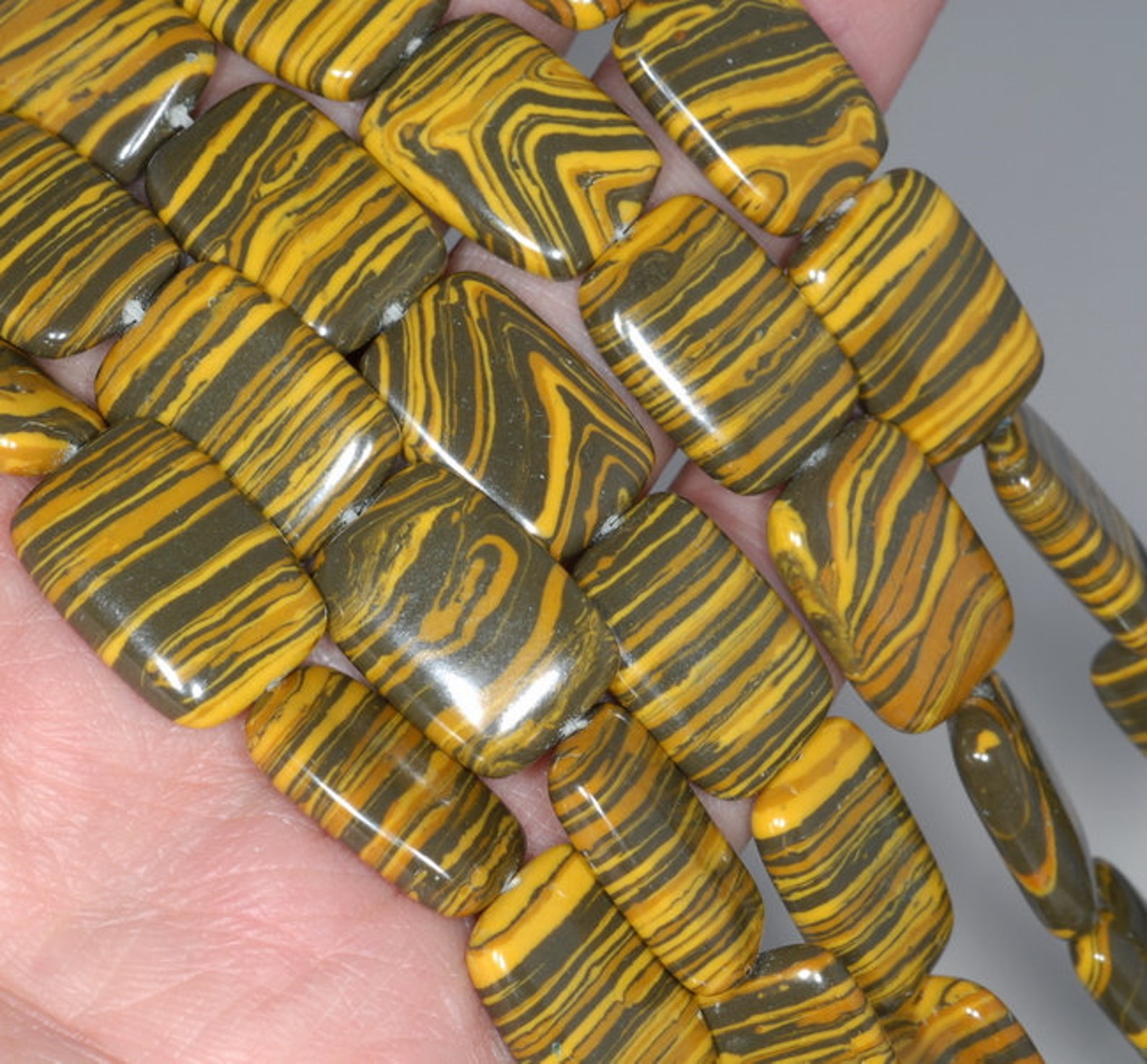 18x13MM Yellow Brown Matrix Turquoise Gemstone Rectangle Loose | Etsy