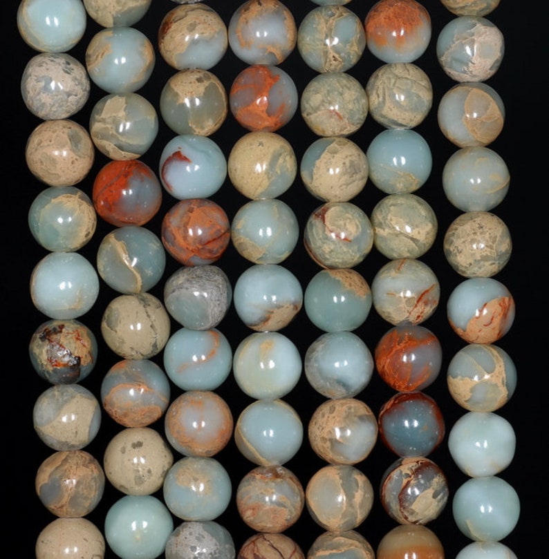 8mm NATURAL AFRICAN OPAL Sea Sediment Jasper Gemstone Round 8mm Loose ...