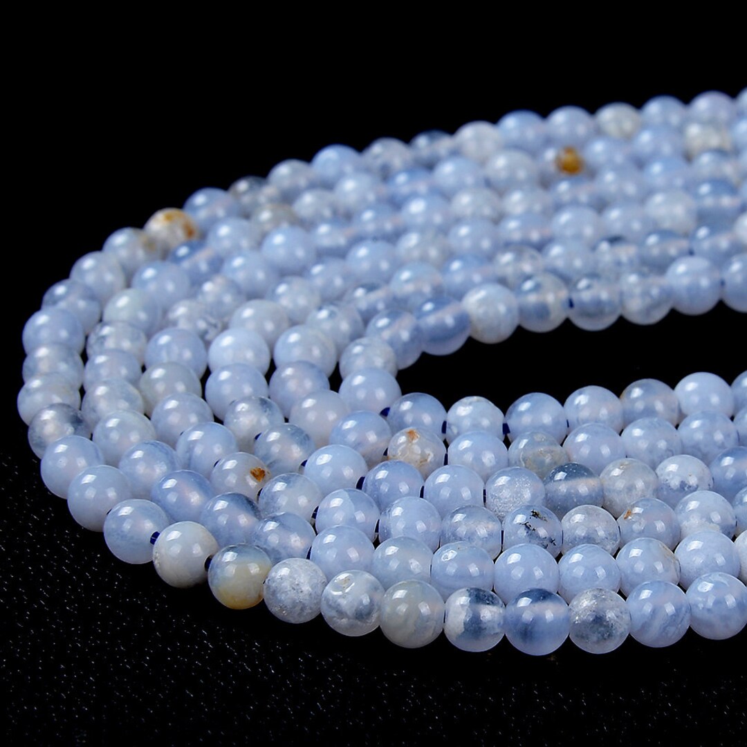 Natural Blue Lace Agate Gemstone 3mm 4mm Round Loose Beads 15 Inch Full ...