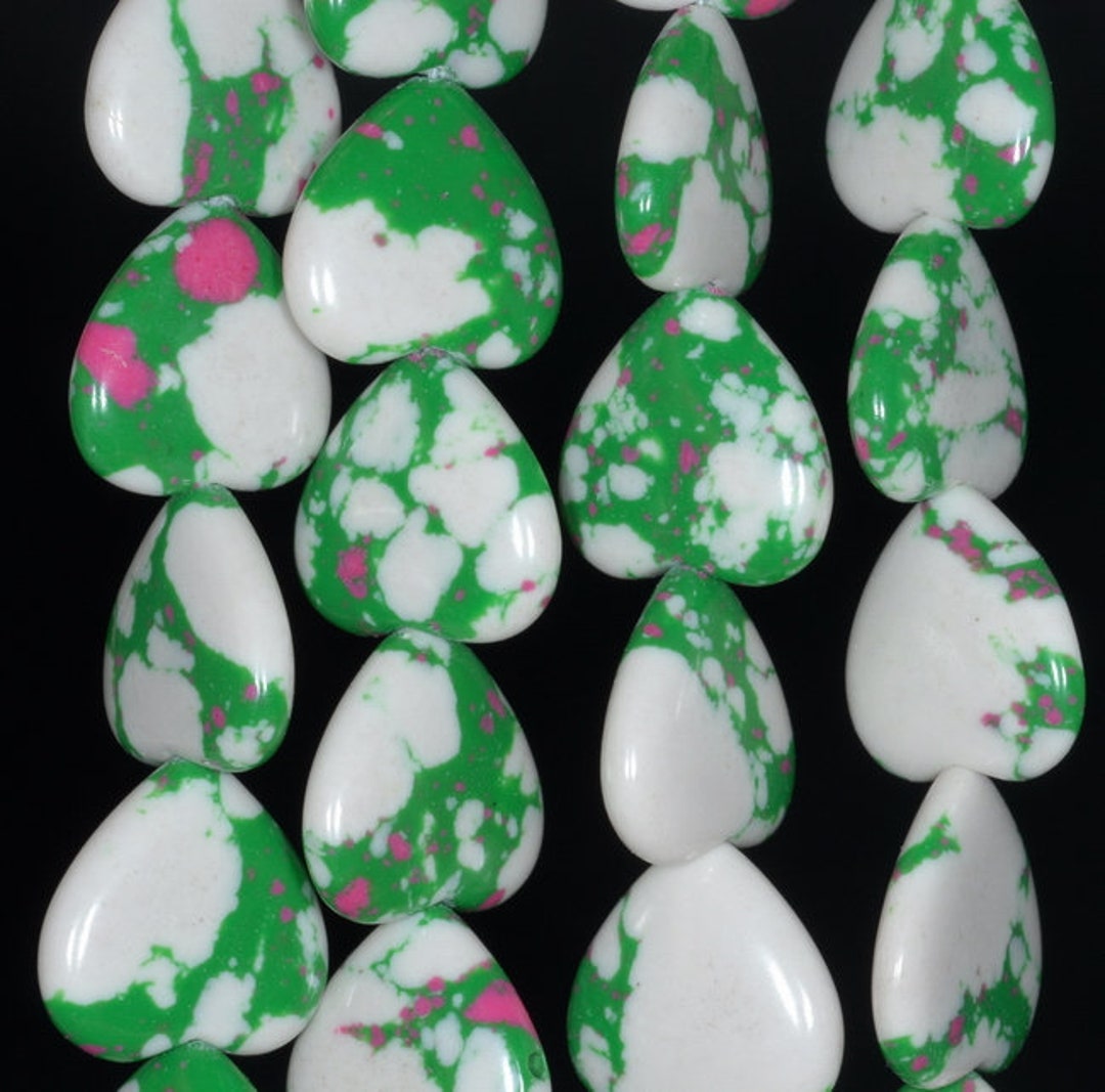16x15mm White Green Matrix Turquoise Gemstone Love Heart Loose Beads 15 ...