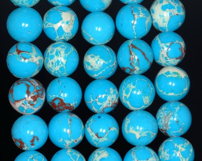 8MM Turquoise Blue Imperial Jasper Gemstone Round Loose Beads 7 Inch ...