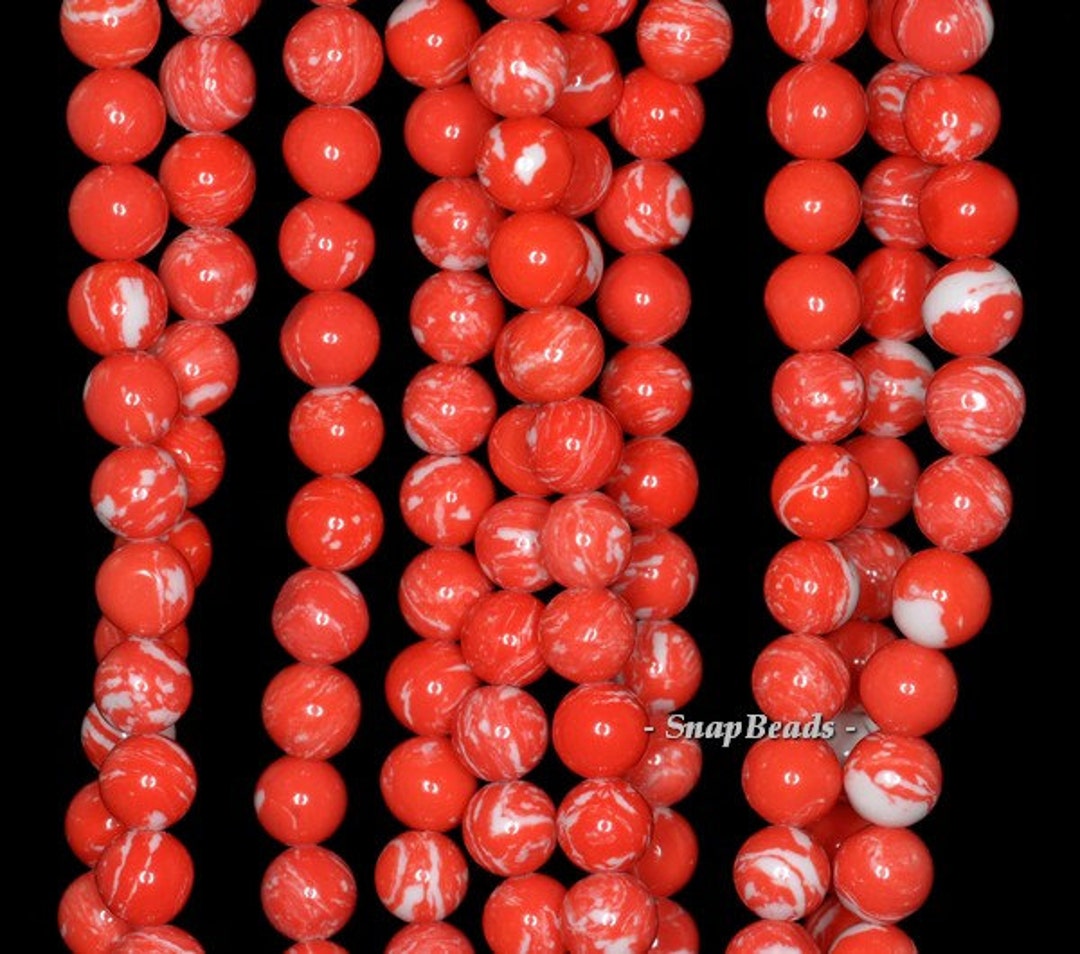 6mm Matrix Turquoise Gemstone Red White Round 6mm Loose Beads 15.5 Inch ...