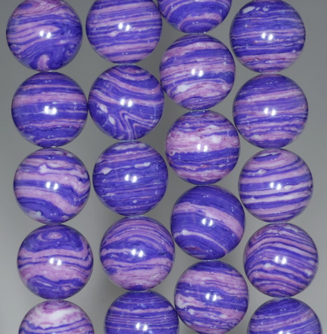 12MM Purple Matrix Turquoise Gemstone Round Loose Beads 15.5 Inch Full ...