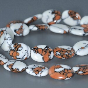 16x12mm White Orange Matrix Turquoise Gemstone Oval Loose Beads 15.5 ...