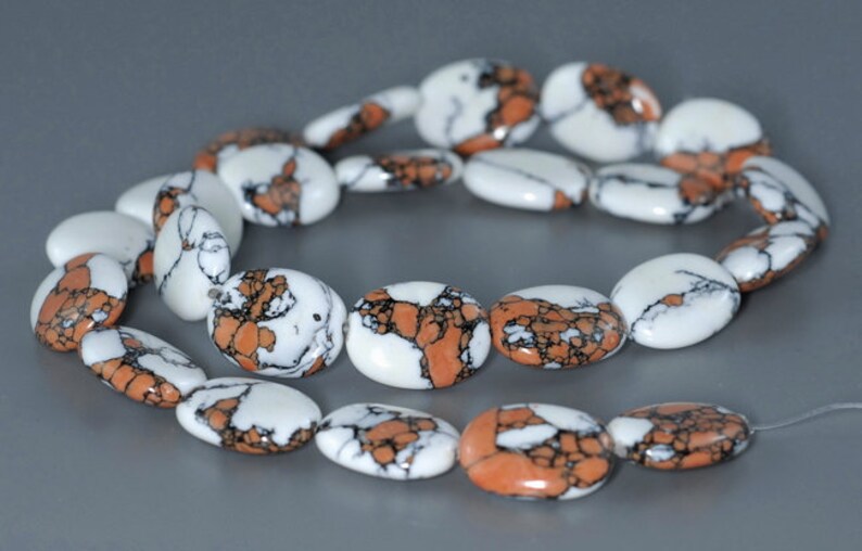 16x12mm White Orange Matrix Turquoise Gemstone Oval Loose - Etsy