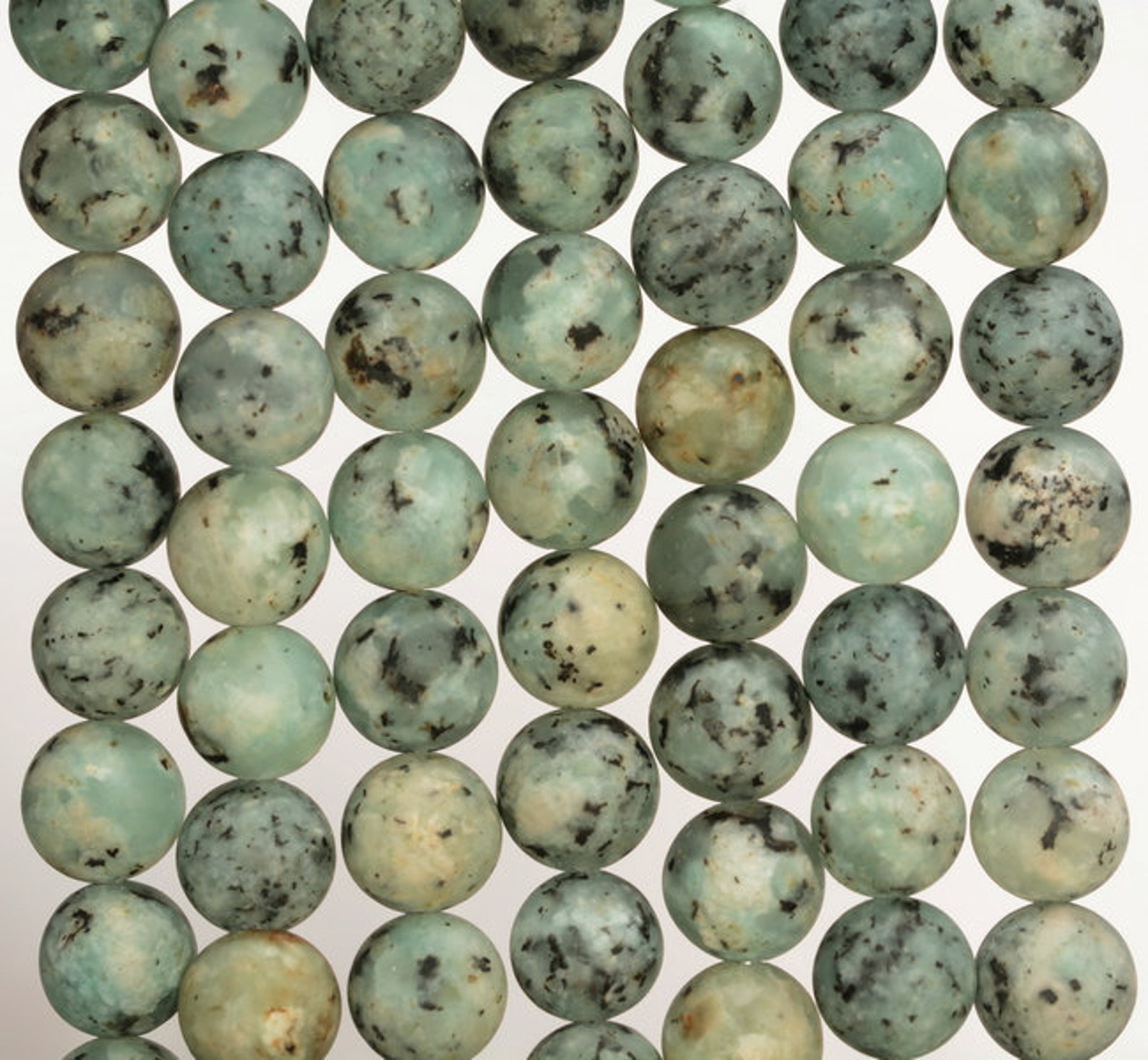 8MM Green Matte Jade Gemstone Round Loose Beads 15 Inch Full Strand ...