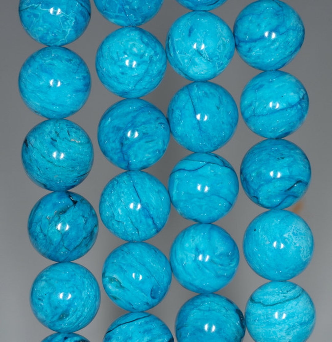 10MM Turquoise Blue Jasper Gemstone Round Loose Beads 7.5 Inch Half ...