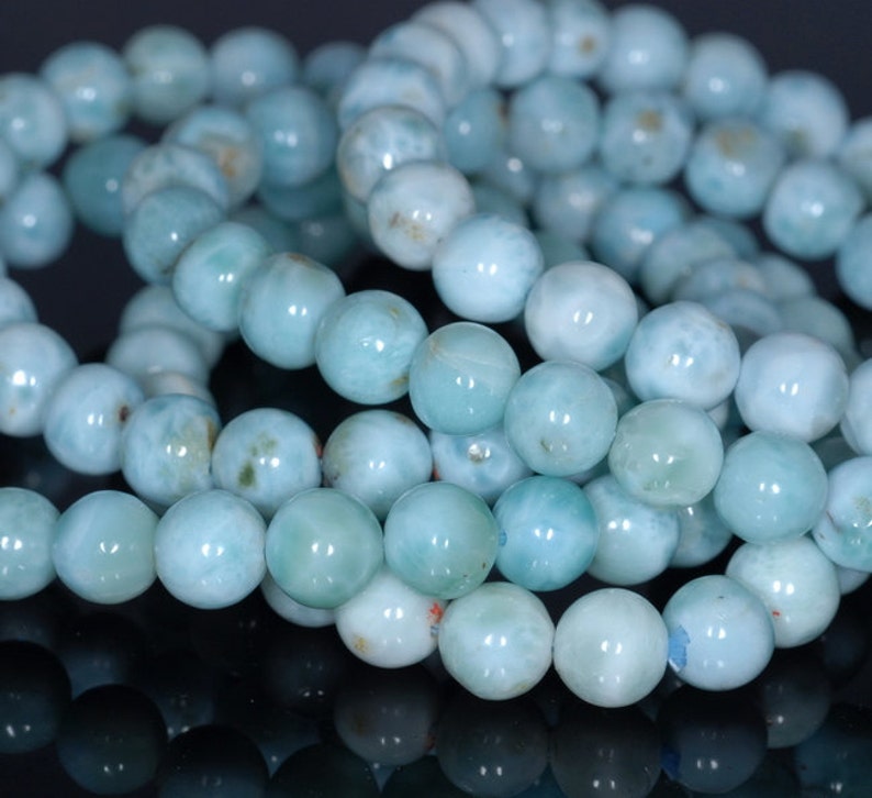 Dominican Larimar Gemstone Grade AA Sky Blue Round 4mm 5mm 6mm Half ...