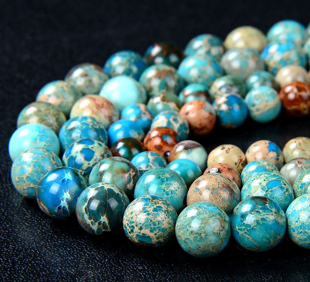 Turquoise Sea Sediment Imperial Jasper Gemstone Blue 4mm 6mm 8mm 10mm ...
