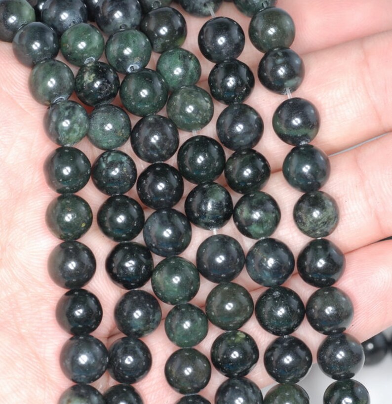 8MM Dark Forest Jade Gemstone ROUND Loose Beads 15.5 Inch Full | Etsy