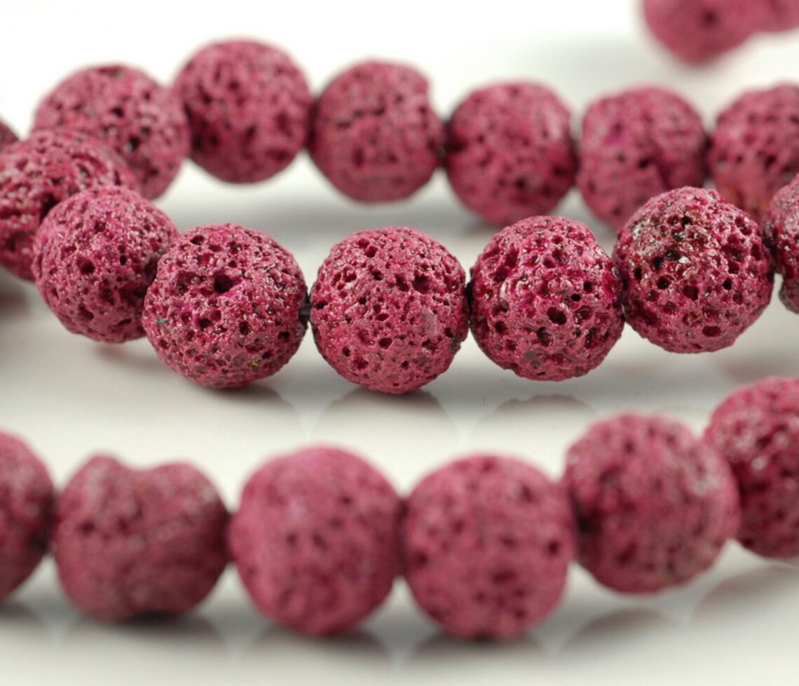 12mm Pink Volcanic Basaltic Lava Gemstone Dark Cherry Round - Etsy