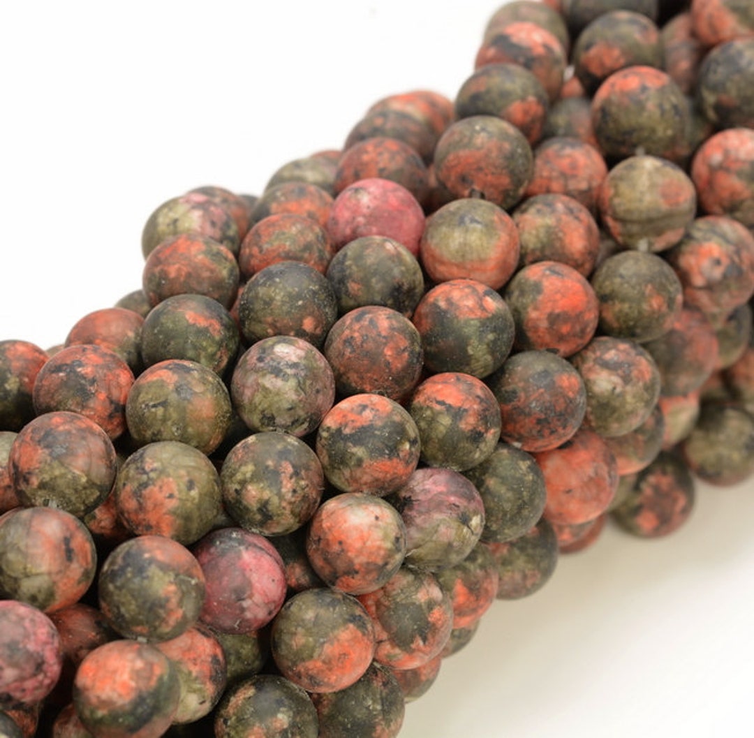 8MM Orange Brown Matte Jade Gemstone Round Loose Beads 15 Inch Full ...