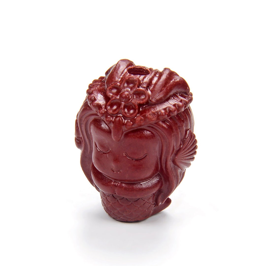 Cinnabar Gemstone Carved Mermaid 19X15MM 5 Beads (80018744-S26) - Etsy
