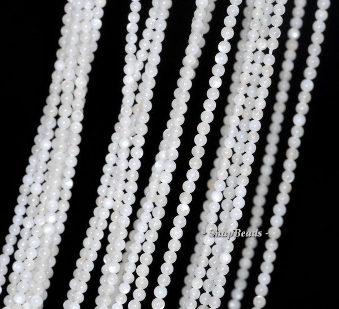 2mm Ivory Pearl Shell Gemstone Grade A Ivory White Round Loose Beads 16 ...