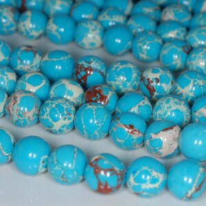 6MM Turquoise Blue Imperial Jasper Gemstone Round Loose Beads 15 Inch ...