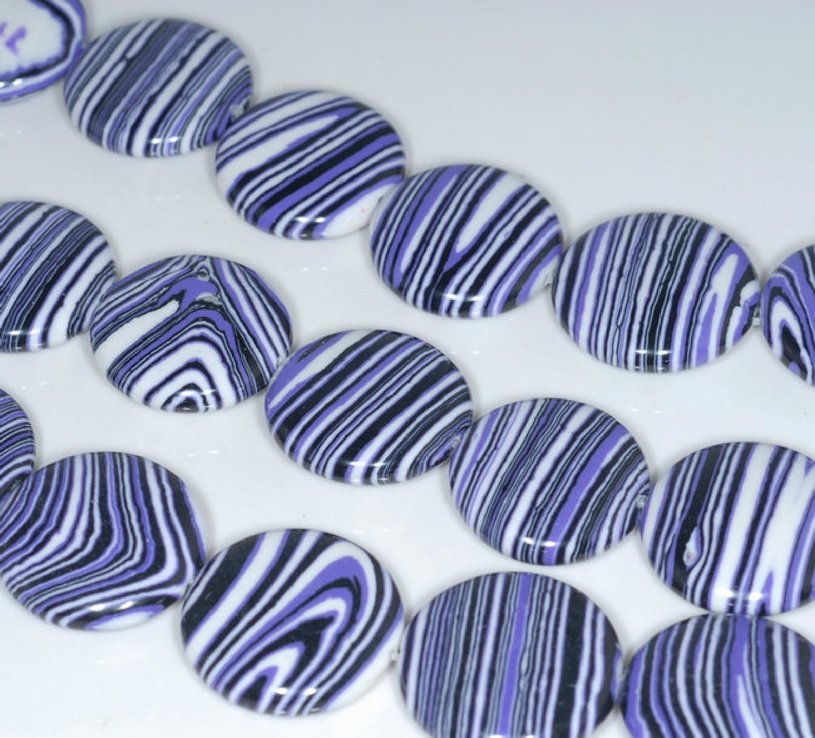 20MM Purple Black Matrix Turquoise Gemstone Flat Round Circle Loose ...