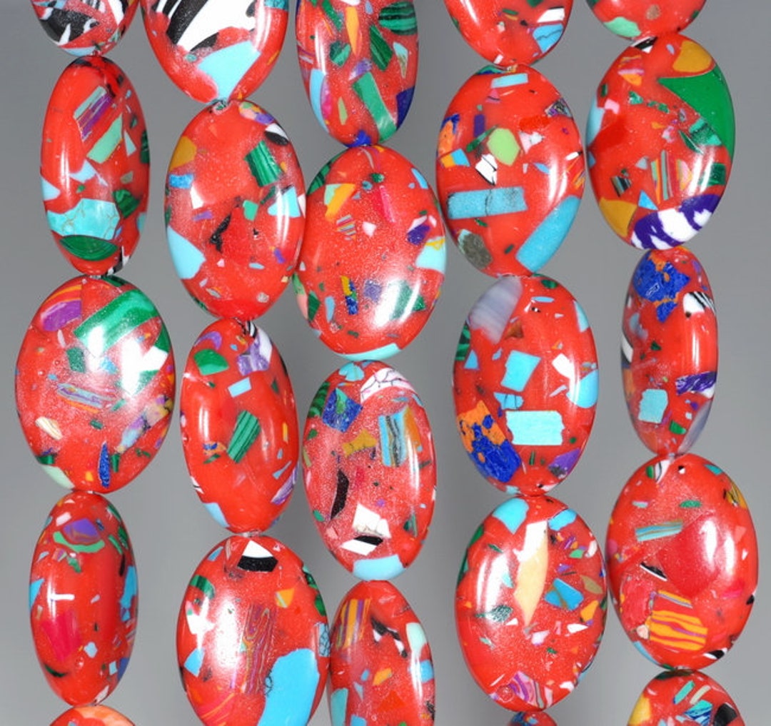 18x13mm Red Matrix Turquoise Gemstone Oval Loose Beads 15.5 Inch Full ...