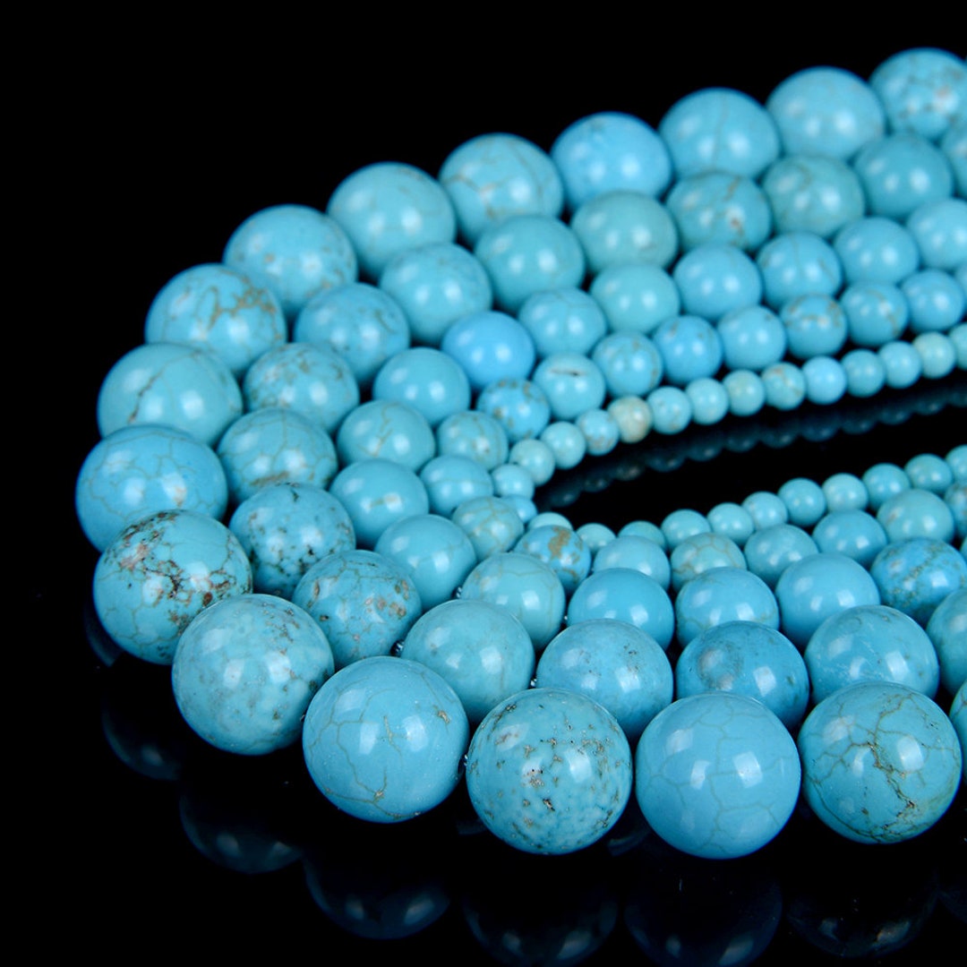 6mm Queen Turquoise Gemstone Blue Round 6mm Loose Beads 15.5 Inch Full ...