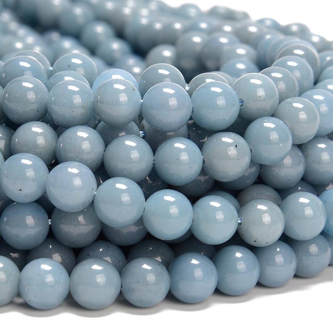 Angelite Blue Color Jade Gemstone Round 8MM Loose Beads 14.5 Inch Full ...