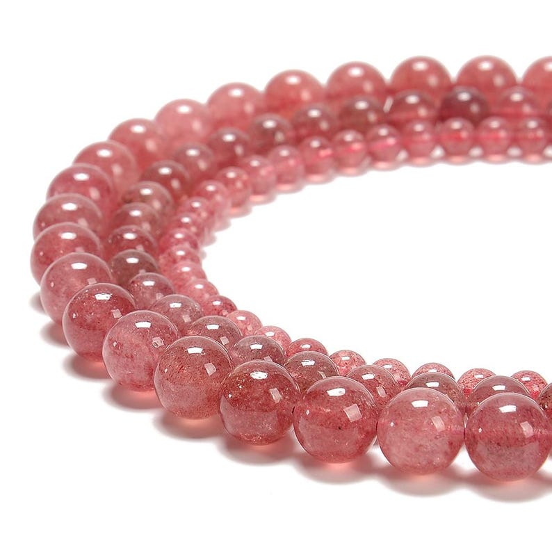 Natural Strawberry Quartz Gemstone Grade AAA Round 6MM 7MM 8MM 9MM 10MM ...