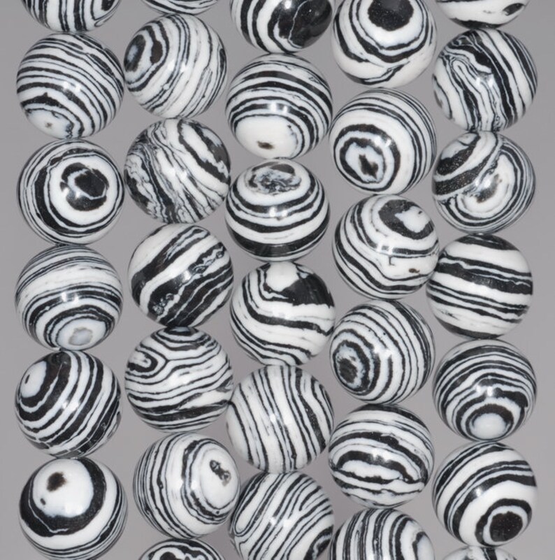 16MM Black White Zebra Matrix Turquoise Gemstone Round Loose - Etsy
