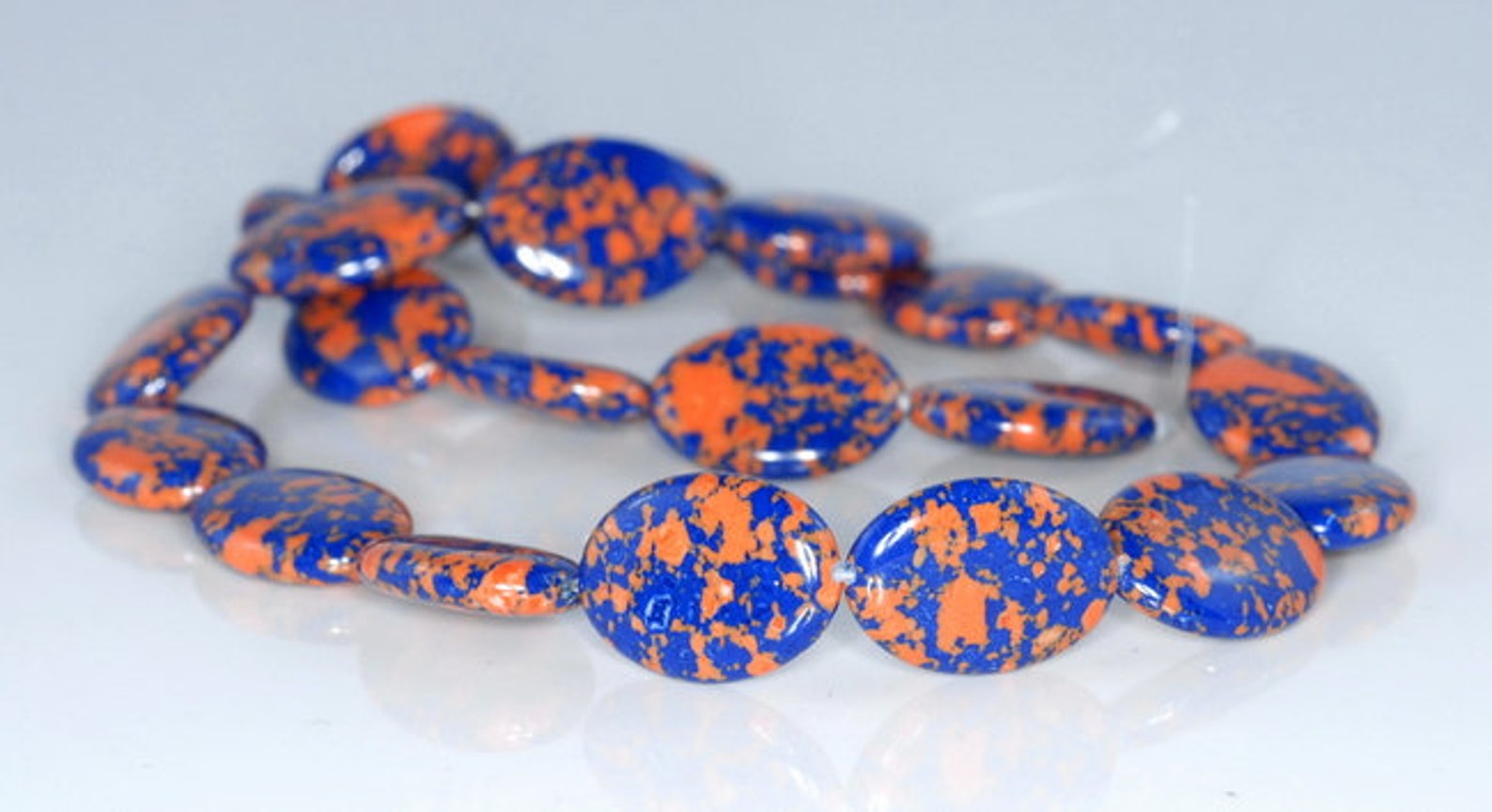 18x13mm Orange Blue Matrix Turquoise Gemstone Oval Loose Beads 15.5 ...