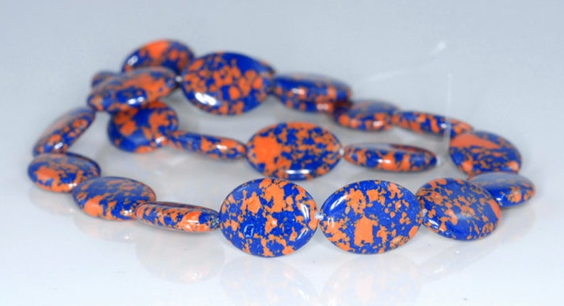 18x13mm Orange Blue Matrix Turquoise Gemstone Oval Loose Beads 15.5 ...