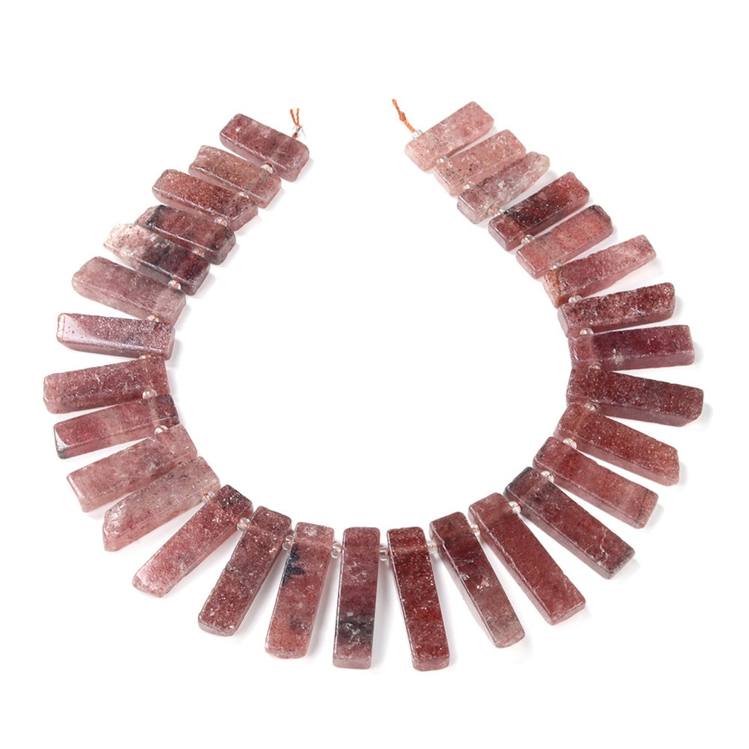 43X11-25X10MM Natural Strawberry Lepidocrocite Quartz Gemstone Gradated ...
