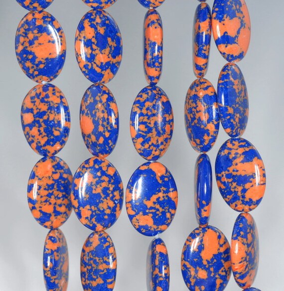 18x13mm Orange Blue Matrix Turquoise Gemstone Oval Loose Beads | Etsy