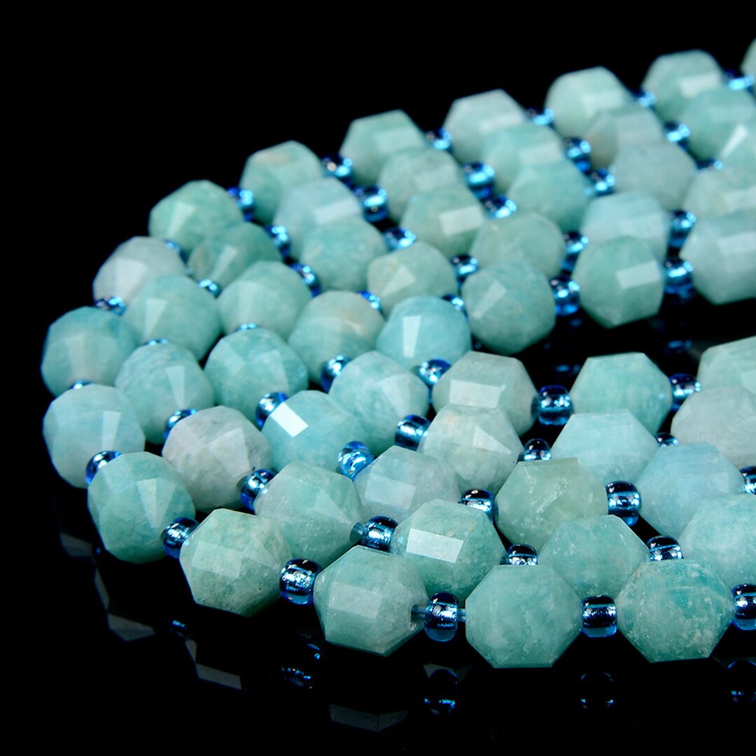 6MM Natural Peruvian Amazonite Gemstone Grade AAA Faceted Prism Double ...