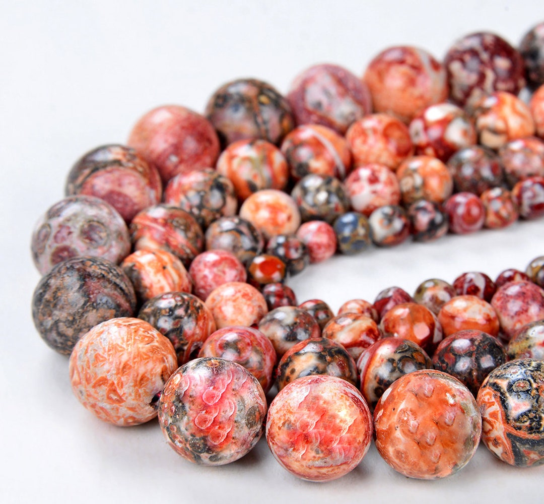 Natural Red Leopard Skin Jasper Gemstone Round 4MM 6MM 8MM 10MM 12MM ...