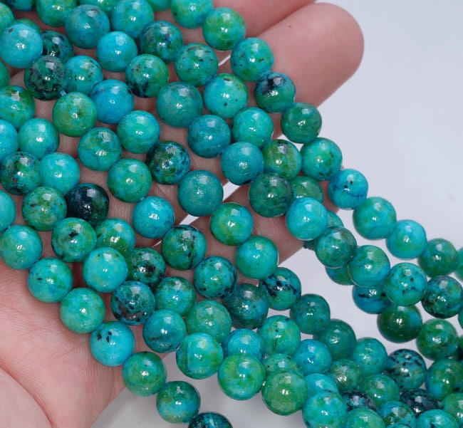 8mm Chrysocolla Quantum Quattro Gemstone Round Loose Beads 7.5 Inch ...