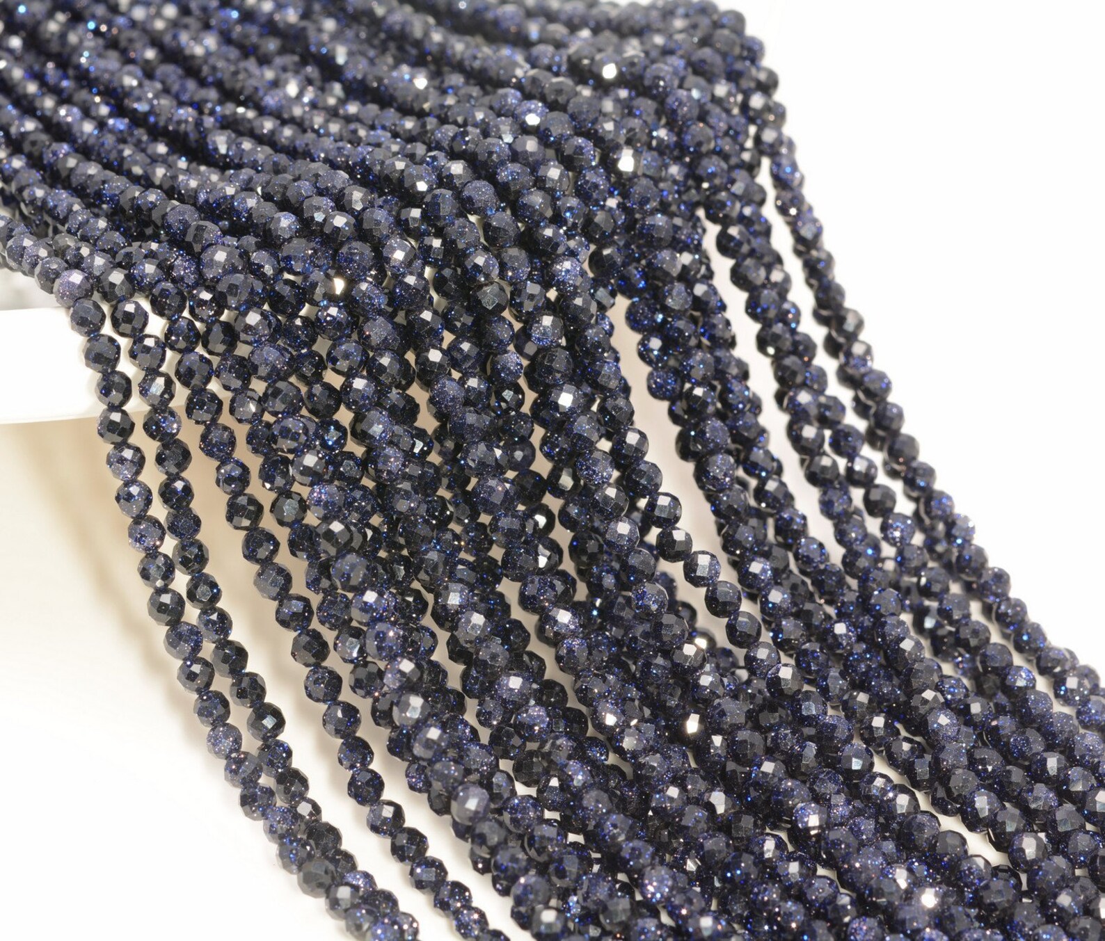 2MM Blue Sandstone Gemstone Grade AAA Micro Faceted Round Loose Beads ...