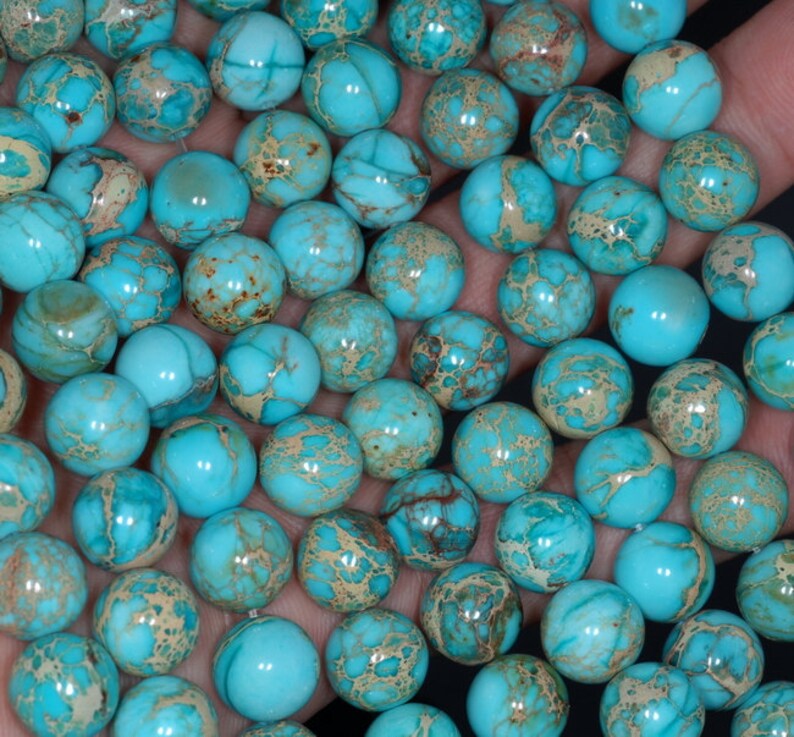 6mm Turquoise Blue Sea Sediment Imperial Jasper Gemstone Round - Etsy