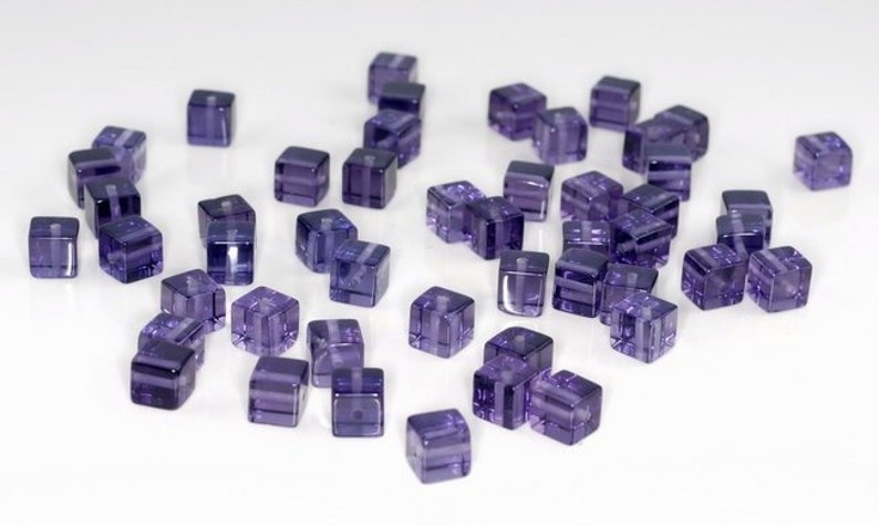 7-8MM Purple Glass Gemstone Square Cube Loose Beads 7.5 Inch - Etsy