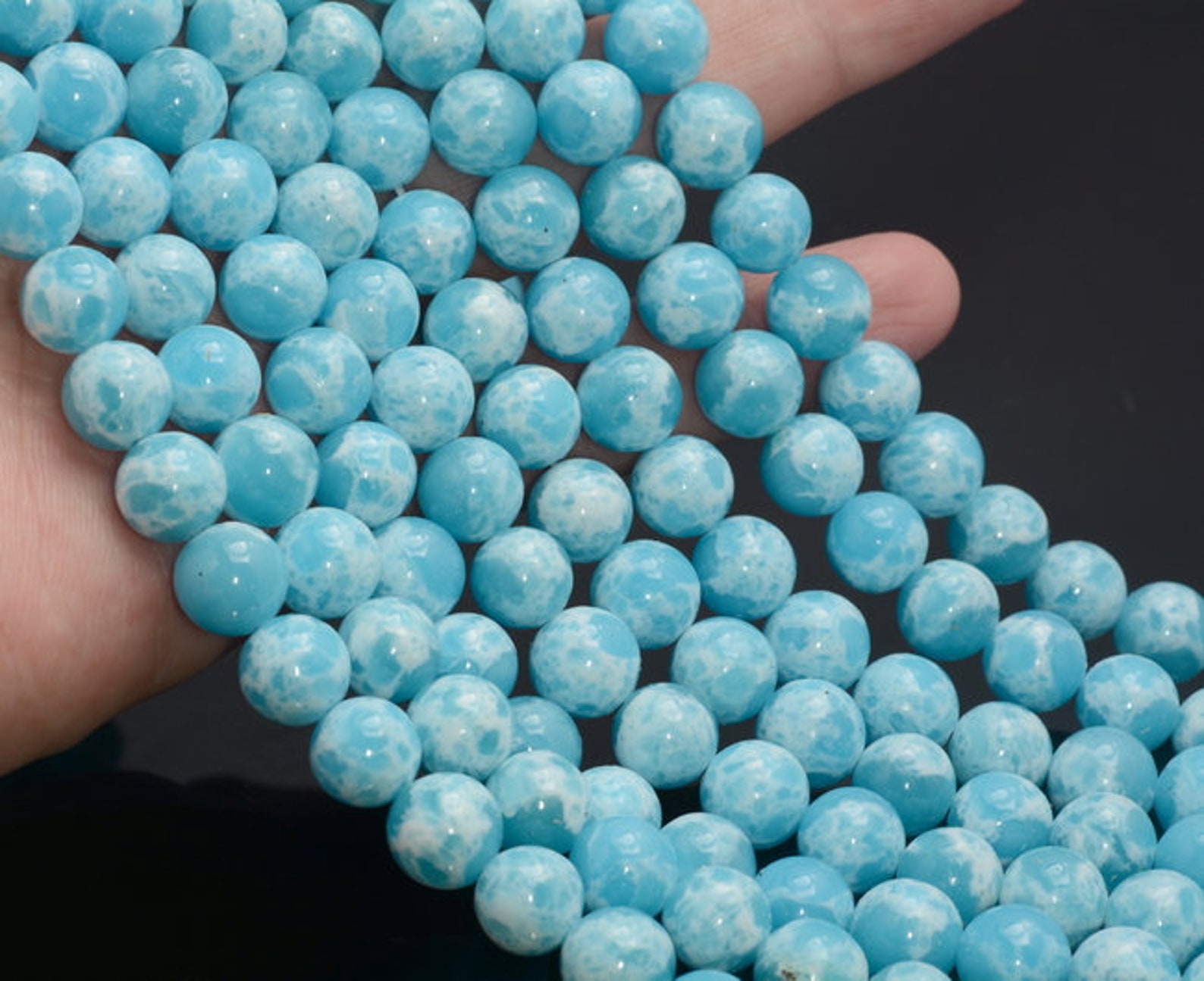 Larimar Quartz Gemstone Synthetic Larimar Sky Blue 4mm 6mm 8mm 10mm ...